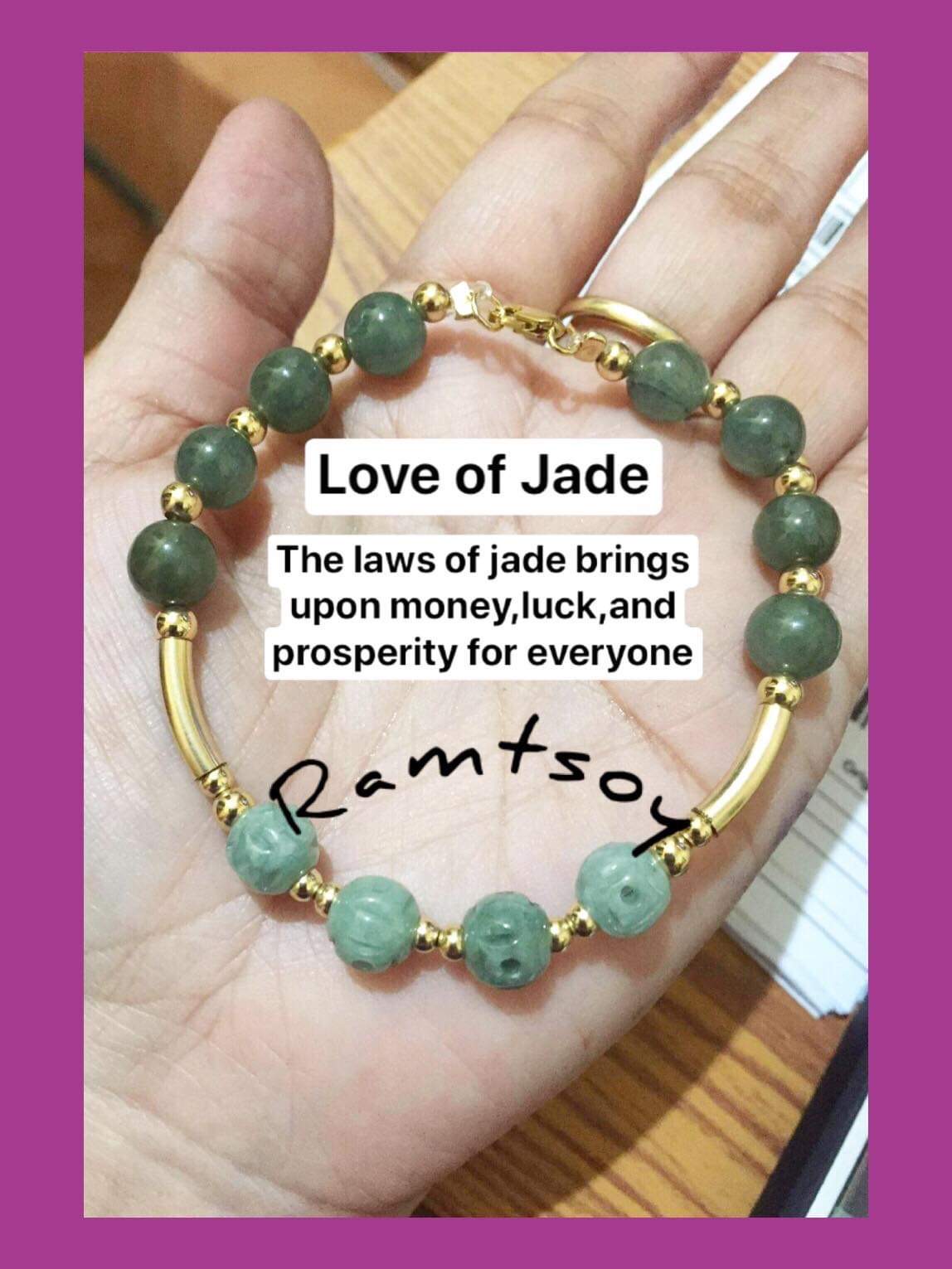 10k gold filled lucky charms bracelet (real jade stone) | Lazada PH