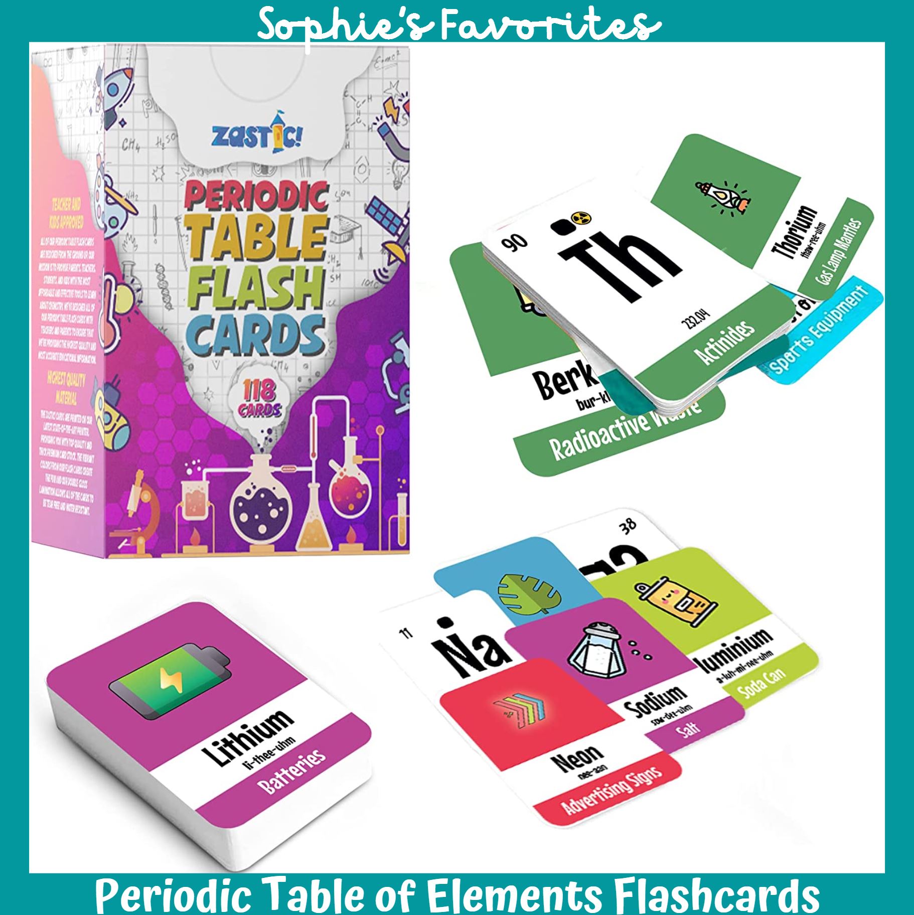 Periodic Table of Elements Flash Cards for Kids - Chemistry Educational ...