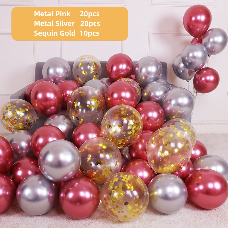 50pcs Balloons Set 10inch Confetti Sequins Balloon And Chrome Metalli ...