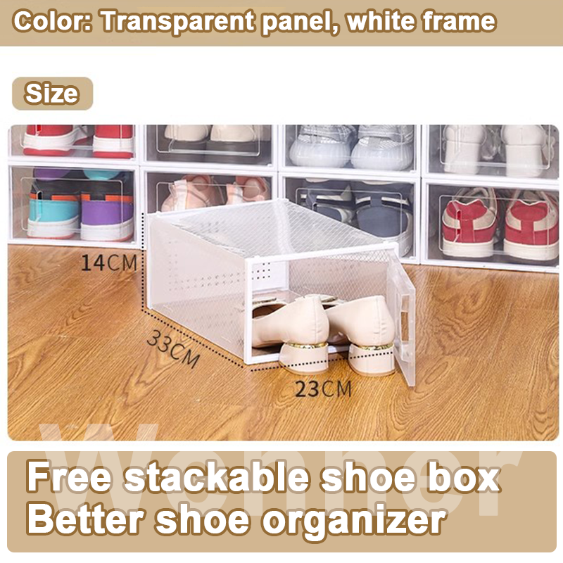 Transparent Shoe Rack Organizer Stackable Shoe Box Organizer Heavy Duty Shoe Cabinet Space ...