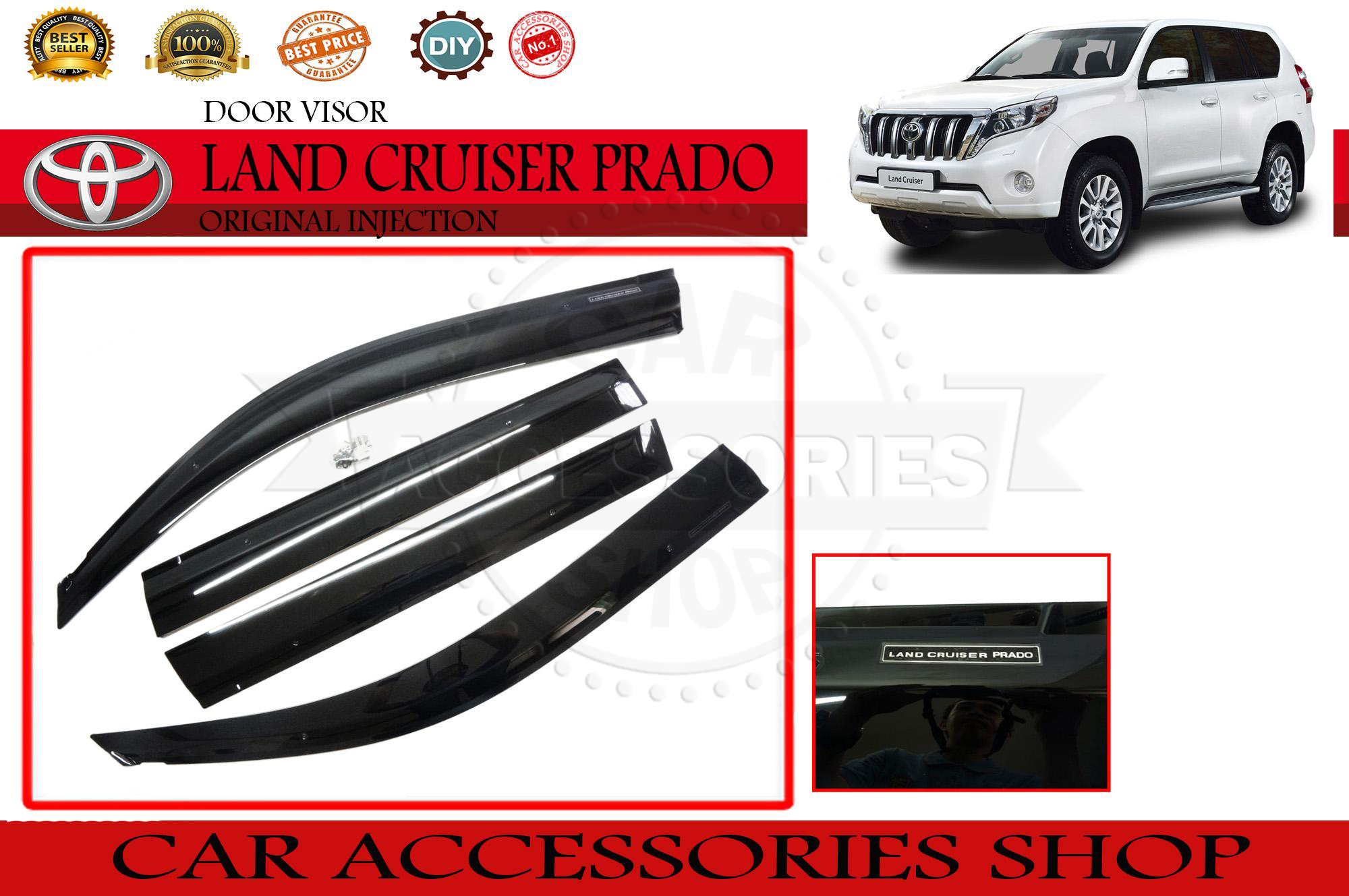 Toyota Land Cruiser Prado Car Rain / Wind / Door Visor Side Window ...