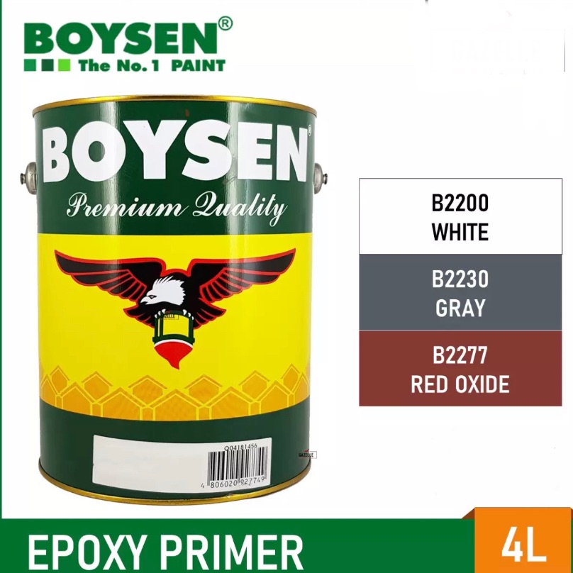 BOYSEN EPOXY Primer 4LTR with FREE 1L Curing Agent, white, gray & red ...