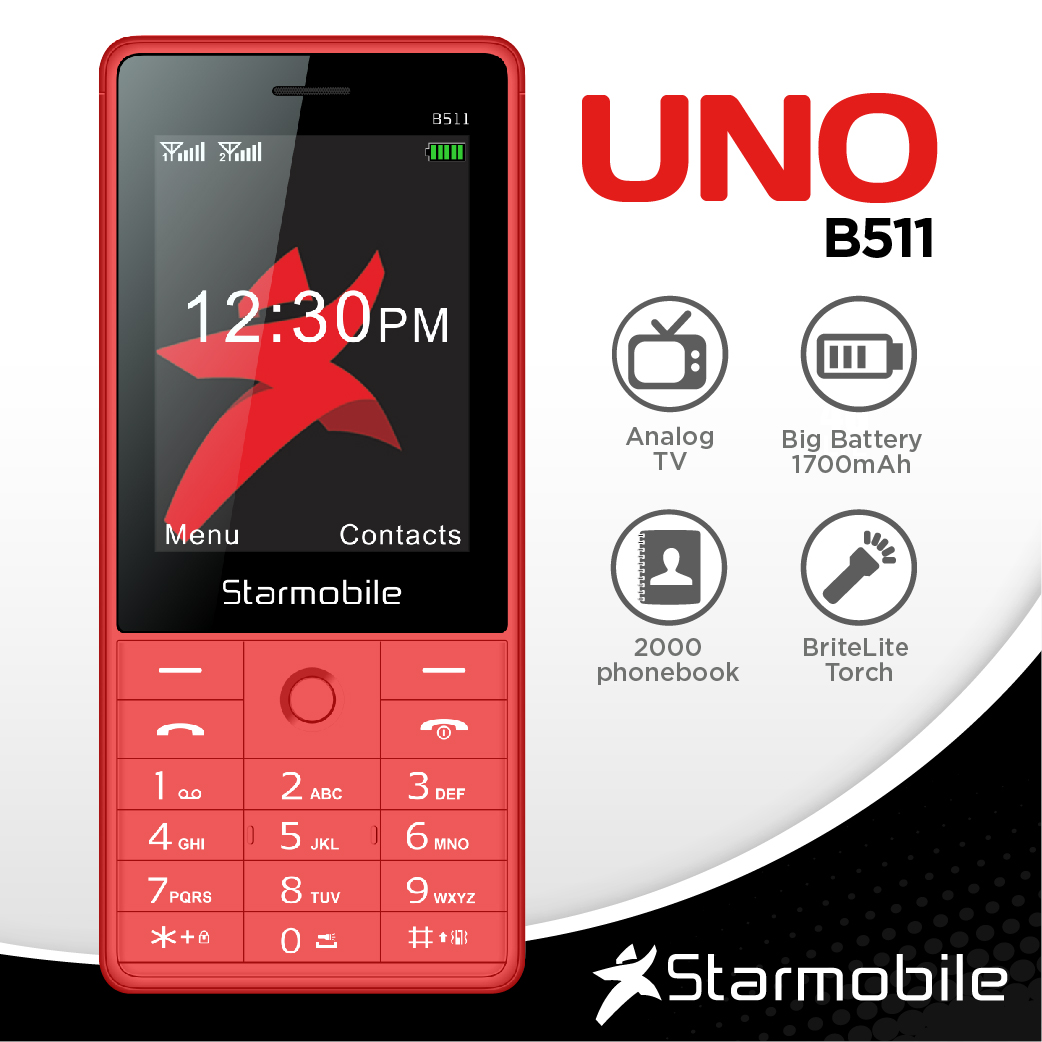 STARMOBILE B511 BASICPHONE KEYPAD PHONE WITH ANALOG TV BIG SCREEN SIZE ...