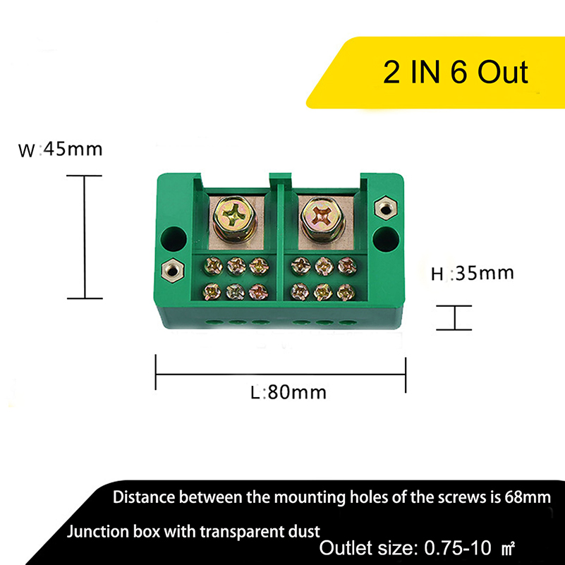 1pc Single Phase 2-in 6/8out Wire Terminal Box Household Distribution ...