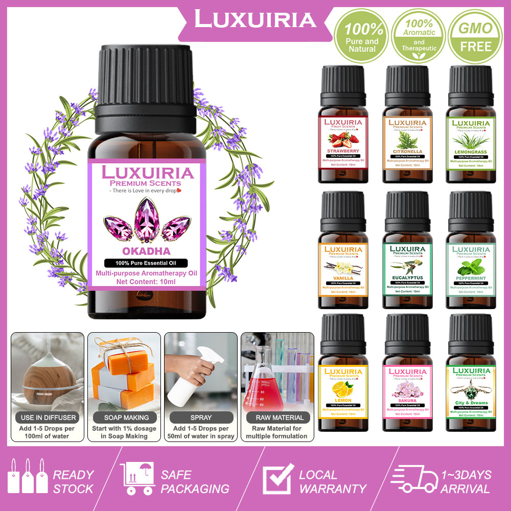 LUXUIRIA 100% Pure Essential Fragrance Oil Raw Material - Oil and Water Soluble aromatherapy ...