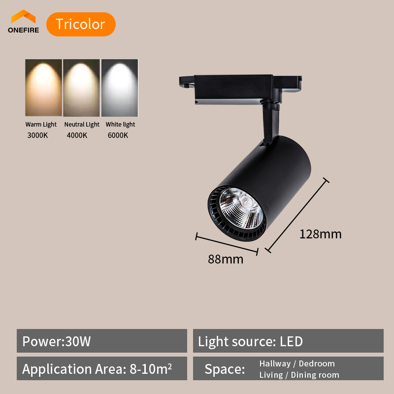 2023 Tricolor Led Track Light Ceiling Cob Spotlight Rail Light Kitchen ...