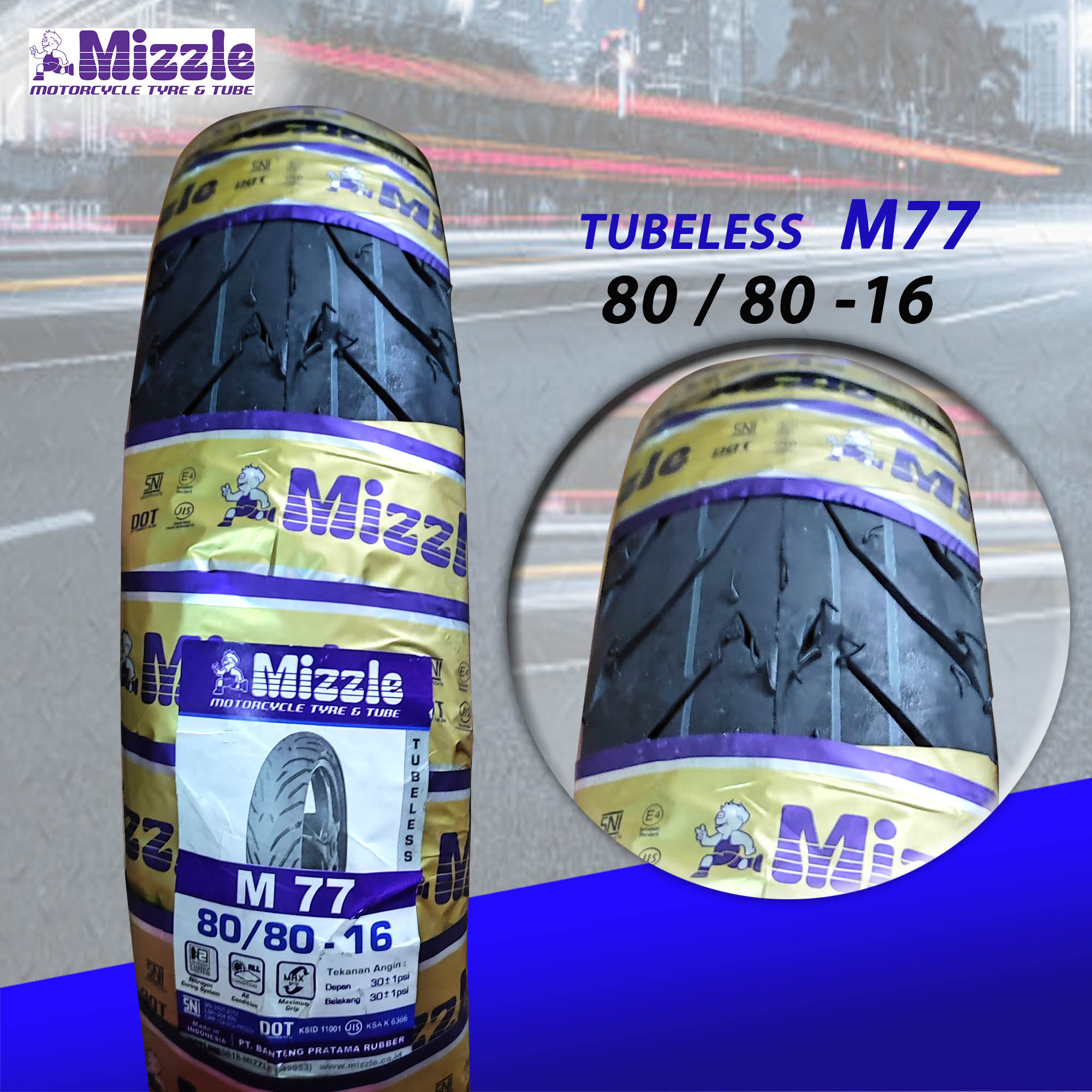 MIZZLE Tubeless Tires R16 M-77 ( 80/80-16 , 90/80-16 ) RIM 16 | Lazada PH