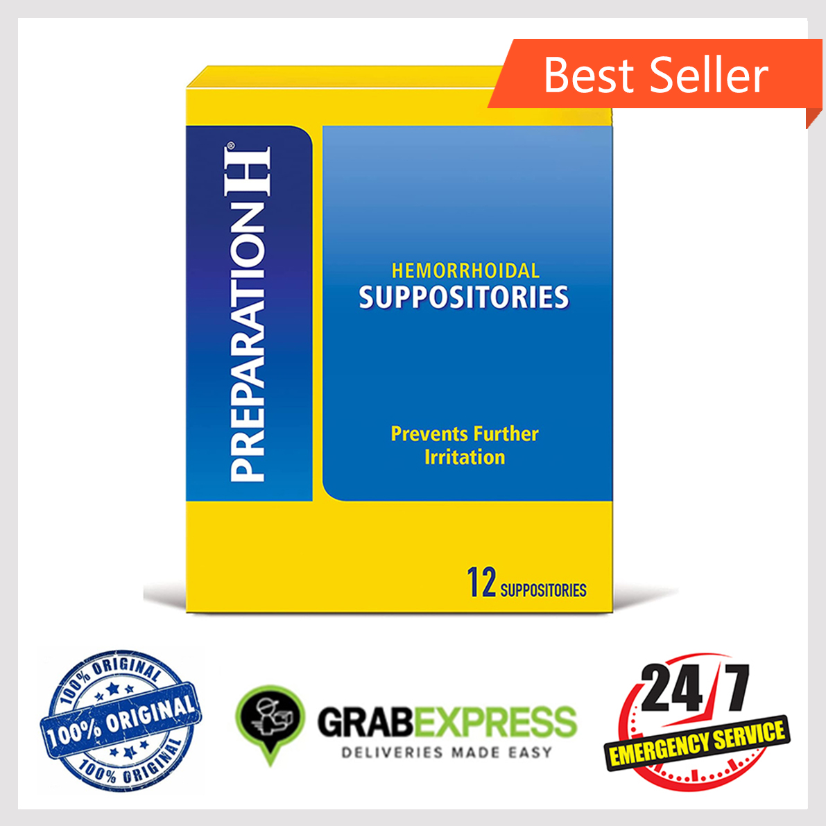 ON-HAND! Preparation H Hemorrhoid Symptom Treatment Suppositories, 12 ...