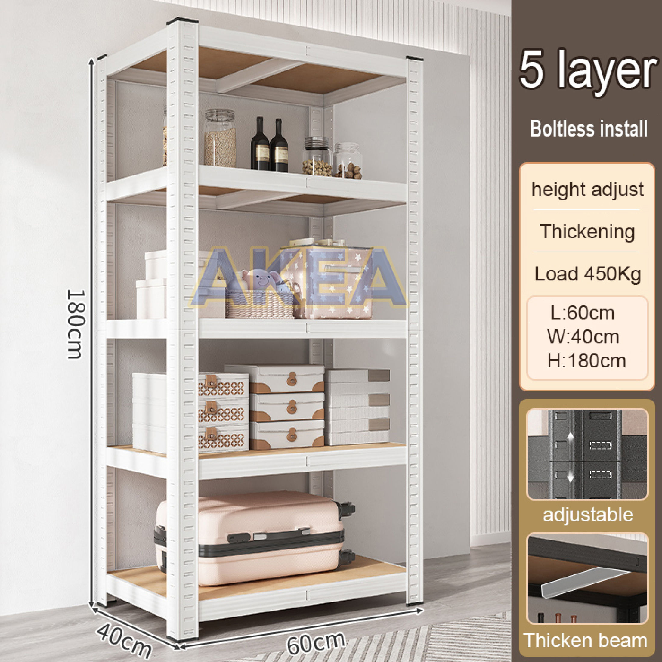 【Load 800 KG】Metal Boltless Rack Steel Rack Shelves 5 layers Metal Rack ...