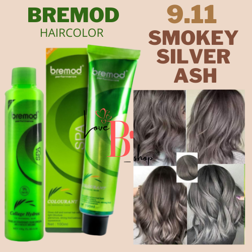 9.11 BREMOD Smokey Silver Ash Hair color Set with Oxidizing Cream ...