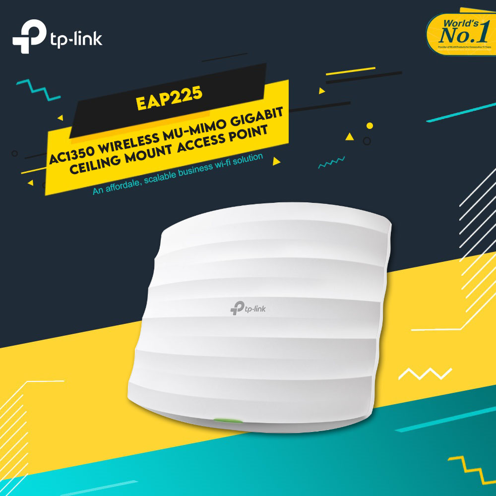 tp-link EAP225 AC1350 Wireless MU-MIMO Gigabit Ceiling Mount Access Point | Omada Cloud SDN ...