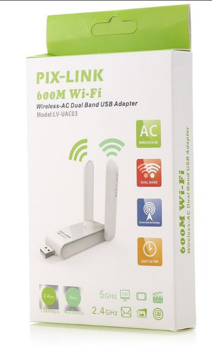 600Mbps High Gain Wireless-AC Dual Band USB2.0 Adapter USB WiFi Adapter ...