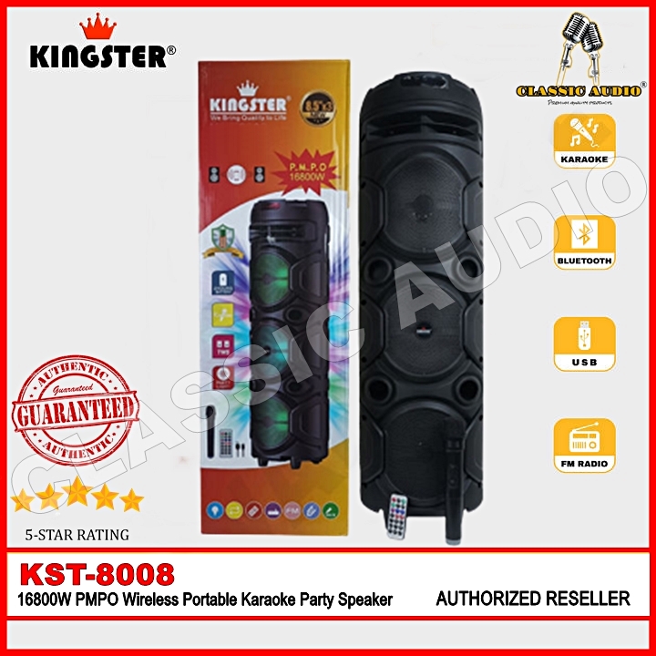 Kingster KST-8308 16800W PMPO Wireless Portable Karaoke Party Speaker with Bluetooth and FM ...