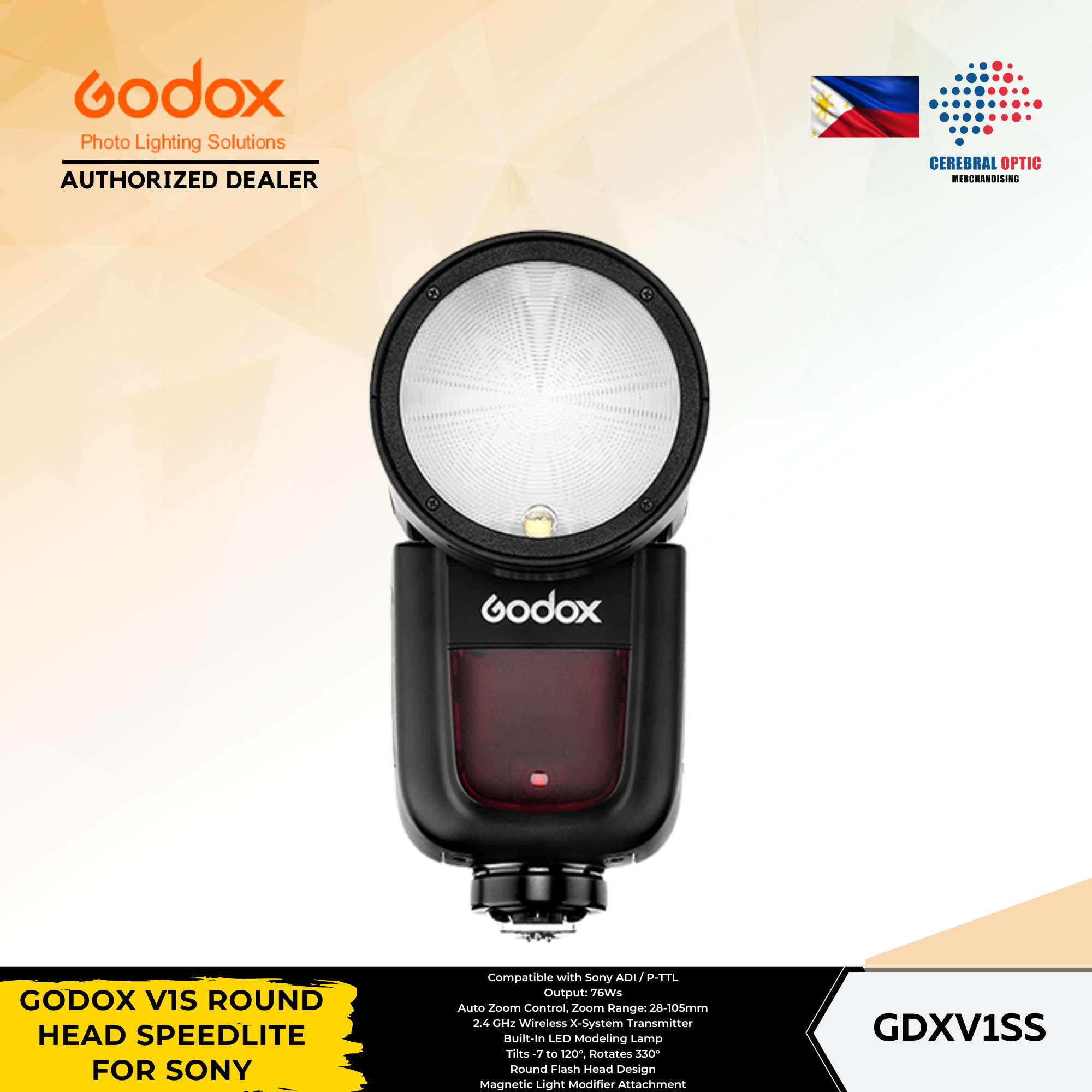 GODOX V1S ROUND HEAD SPEEDLITE FOR SONY | Sony ADI / P-TTL | 2.4 GHz ...