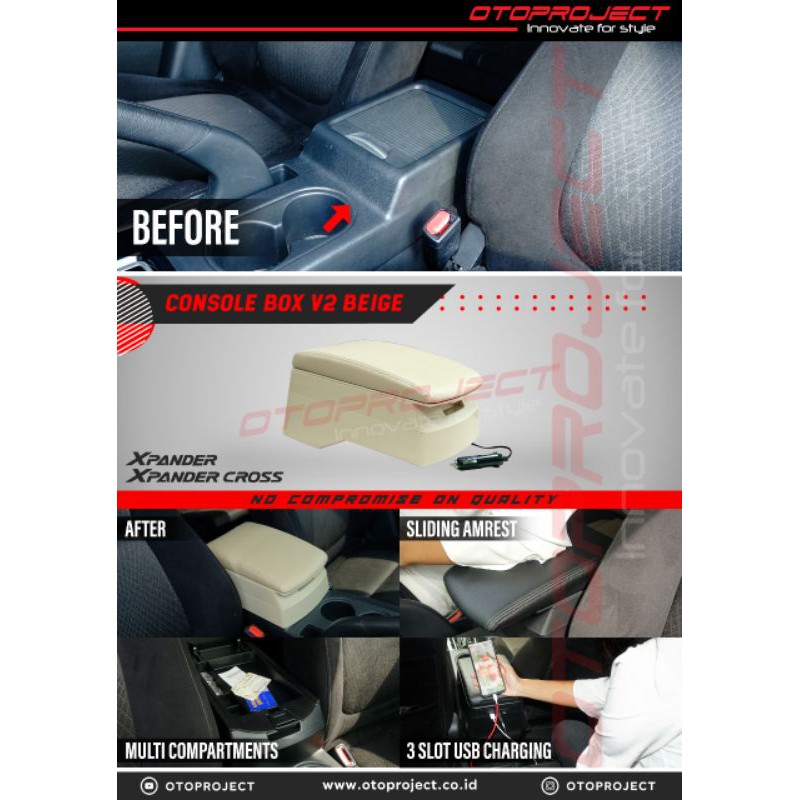 Otoproject Armrest Handrest console box + usb V2 Xpander Cross Xpander ...