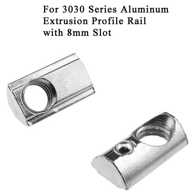 30Pcs M8 T Slot Nuts Roll-In Spring Ball Loaded Elastic Nuts for 3030 ...