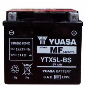 YUASA YTX5L-BS (YTZ6V) ( MF5L-B ) AGM VRLA Maintenance Free Motorcycle ...
