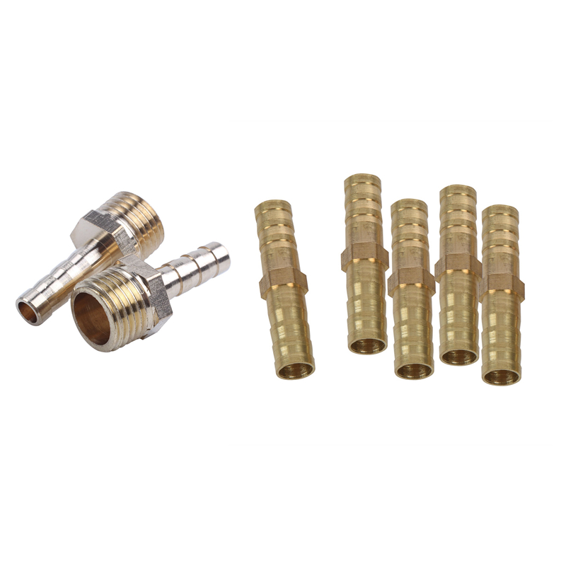 14 Pcs Metal Fittings:9 Pcs Brass 6Mm Fuel Gas Hose Barb 1/4 Inch Male ...