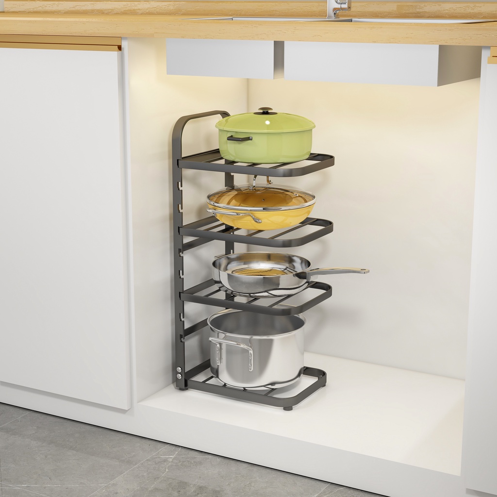 Maxcook 2-5 Tier Kitchen Pan Organizer Pot Rack Adjustable Under Sink ...