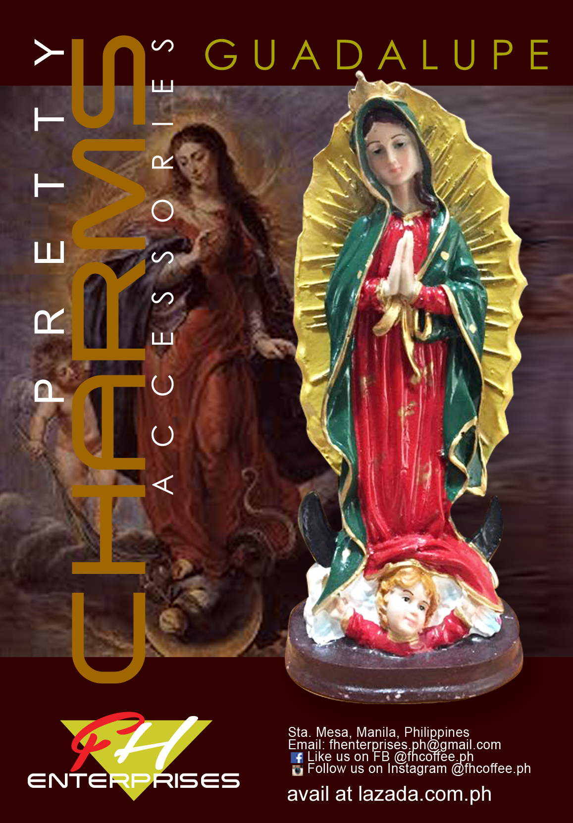 Our Lady of Guadalupe Statue Fiber Resin size: 12 inches height ...