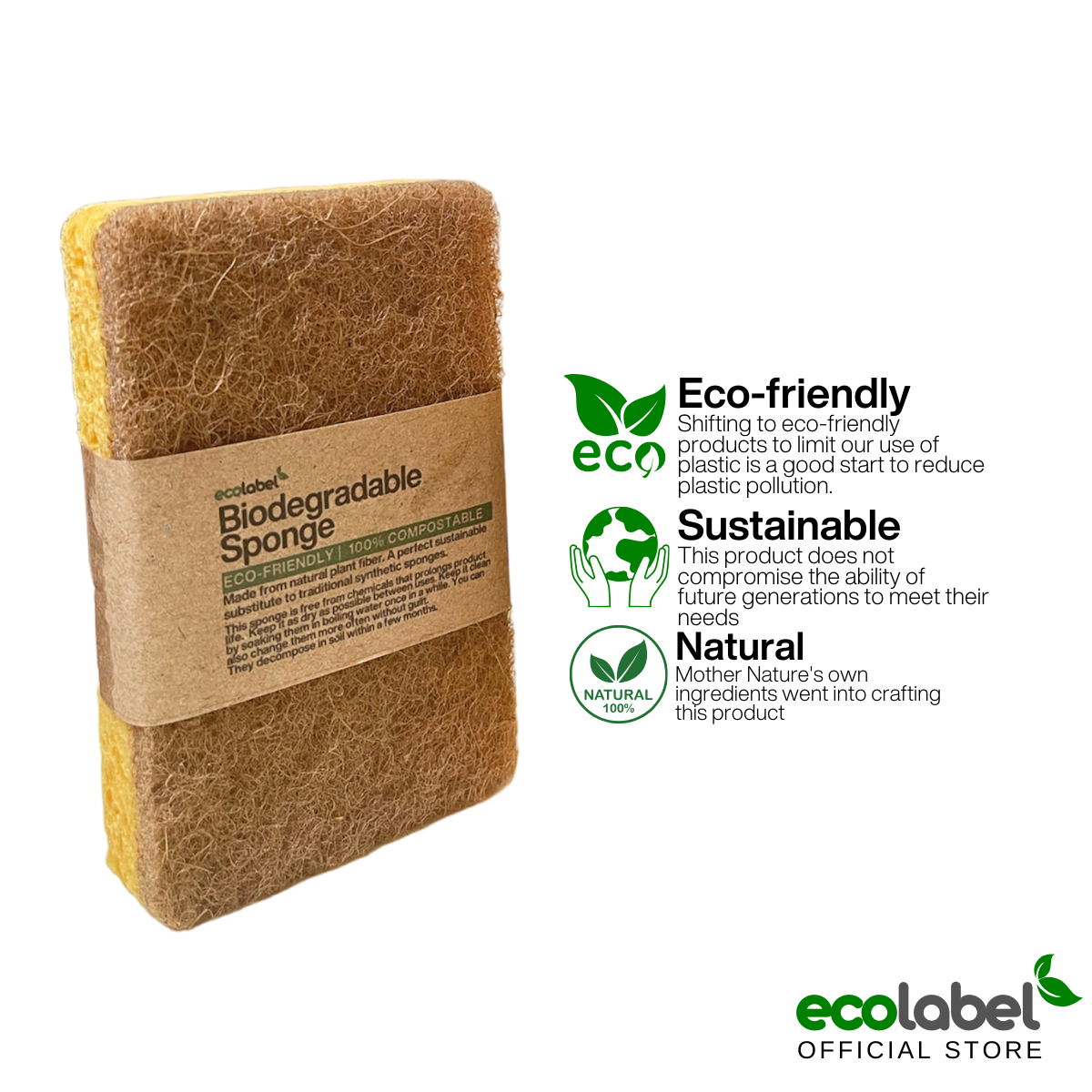 Eco-friendly Kitchen Sponge 100% Biodegradable Compostable Sustainable ...
