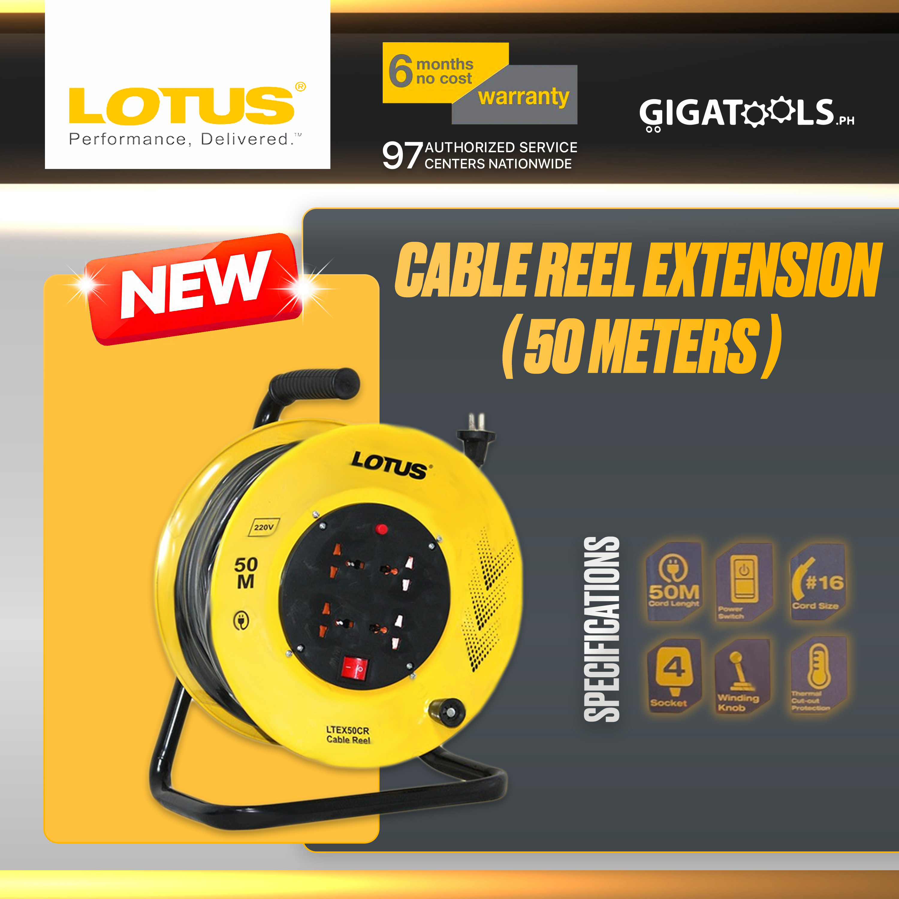 *NEW* Lotus LTEX50CR 50-Meters Cable Reel Extension [GIGATOOLS] | Lazada PH