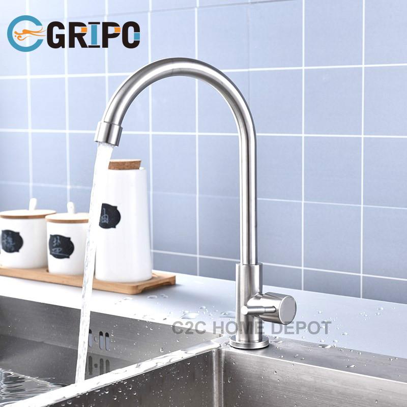 GRIPO sus304 stainless arc type kitchen faucet single cold | Lazada PH