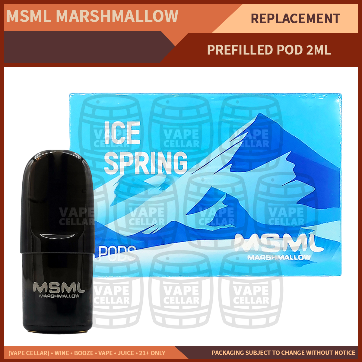 MSML Marshmallow Prefilled Pod Ice Spring (0%, 3.5%) [Pack / 3 PC ...