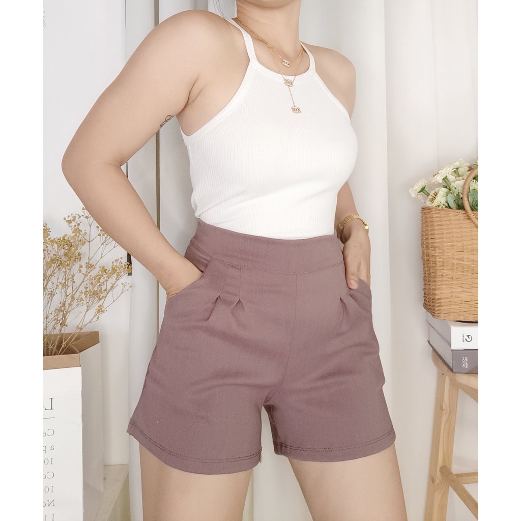 Mumu #JESSICA Plain Pocket High Waist Trouser Shorts with PLEATS and ...