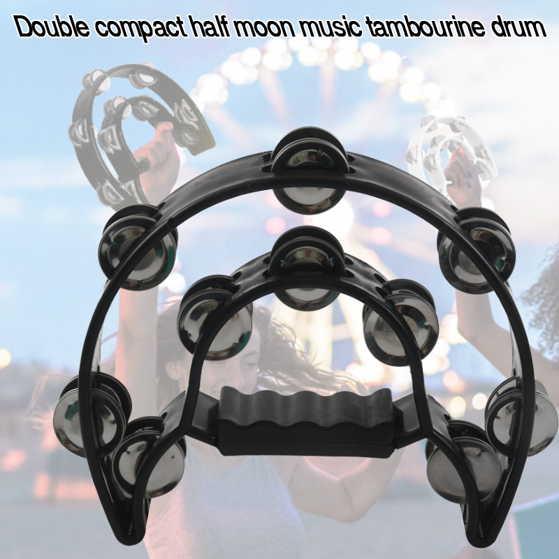 HotCompact Double Half Moon Music Tambourine Percussion Tamborine Drum ...