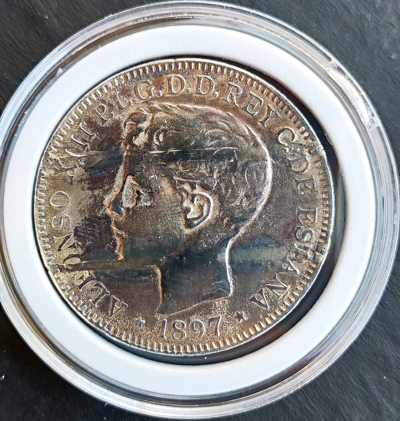 1 Peso (Un Peso) -1897 Alfonso XIII - Silver Coins (PLANCHET ERROR ...