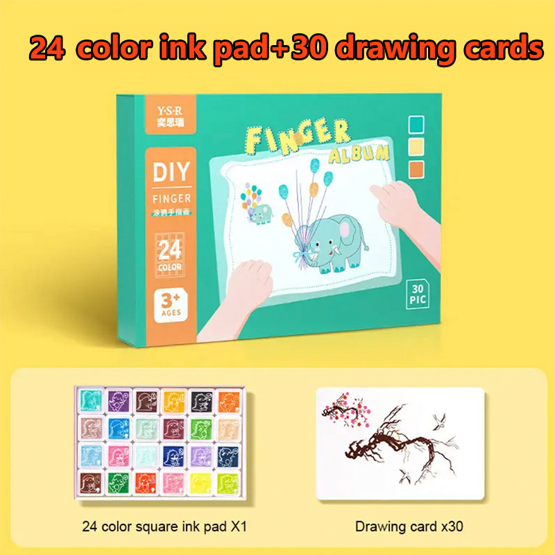 24 Colors Kids Finger Painting Kit with Album Early Education Toys Non ...