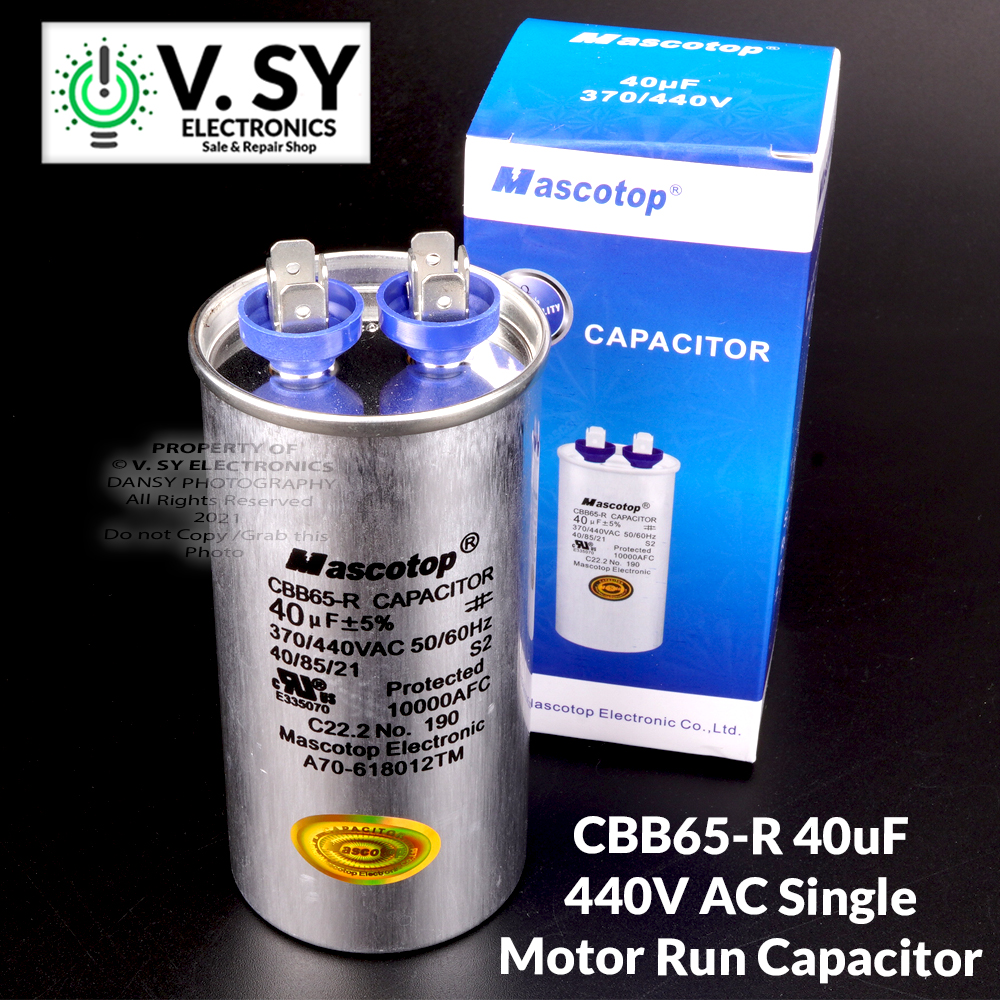 CBB65-R 40uF 440V AC Motor Starting / Running Aircon Metal Capacitor Start / Run 50Hz / 60Hz 5% ...