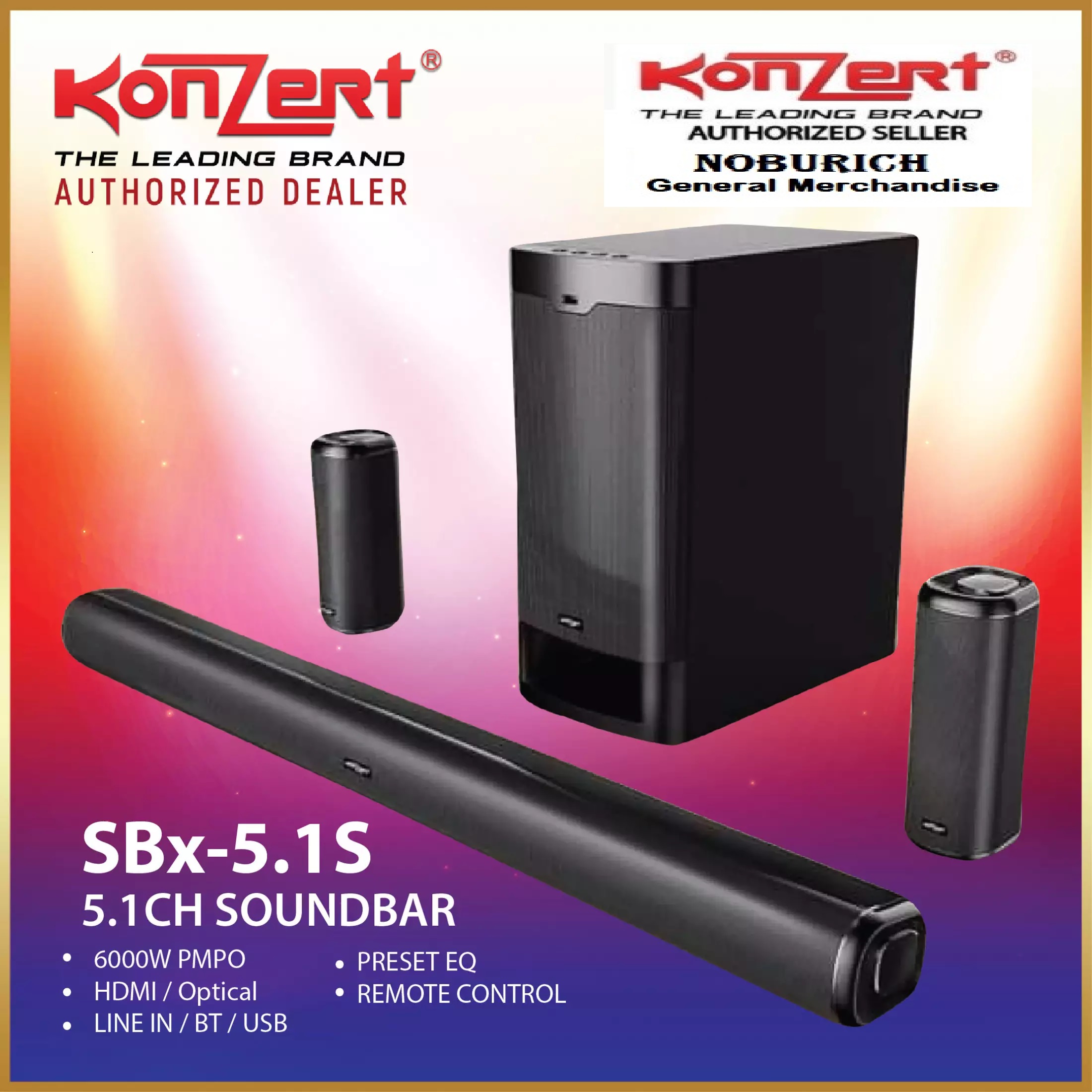 Konzert Original 5.1CH Sound bar Speaker System Soundbar with Bluetooth ...