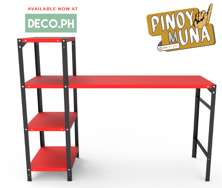 RYT Desk Computer Table with 3 Shelves Study (Black/ Maroon) Table made ...