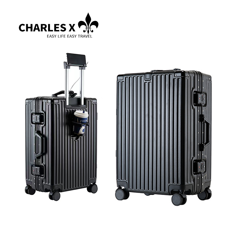 CHARLES X Aluminum frame multifunctional suitcase, rechargeable ...