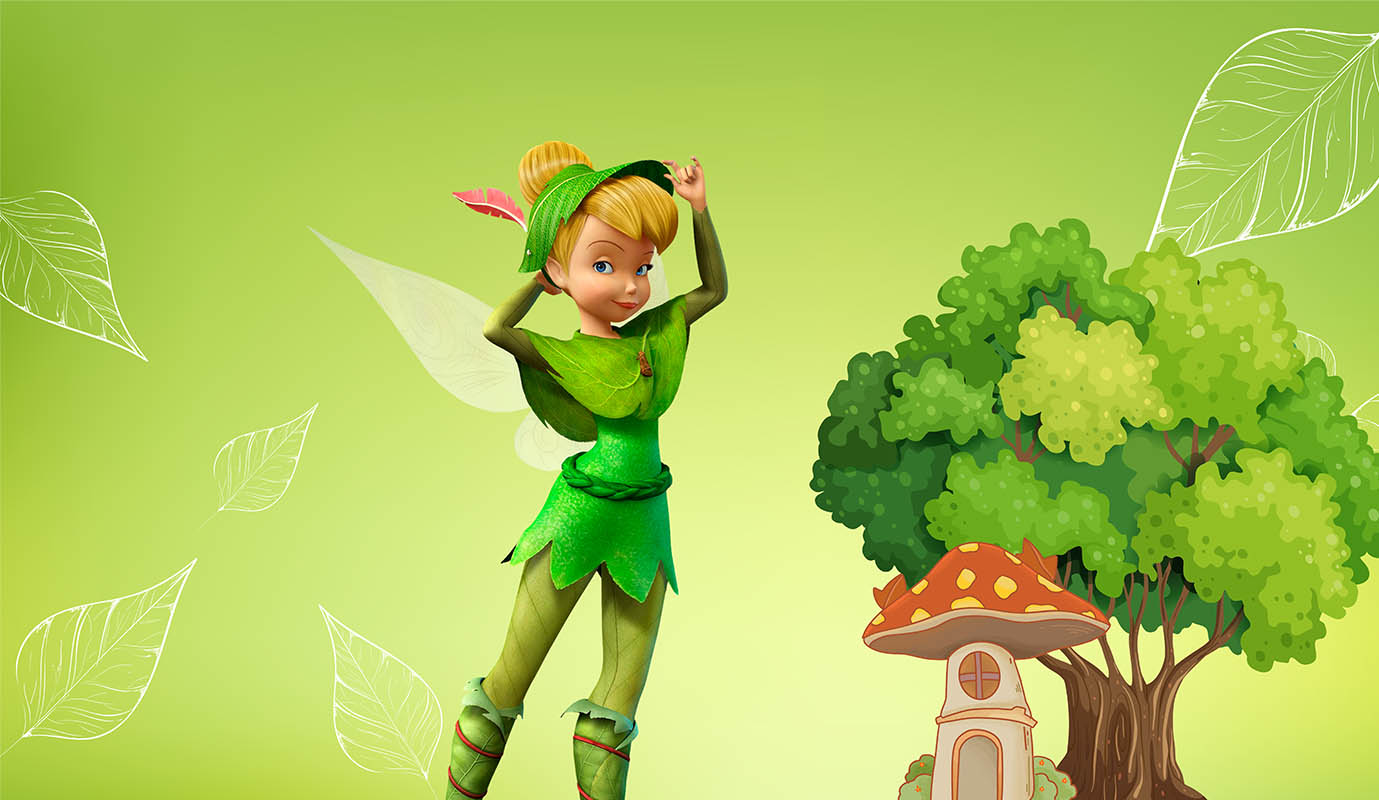 Woncol Tinkerbell Circle Photography Backdrop Kids Birthday Cartoon ...