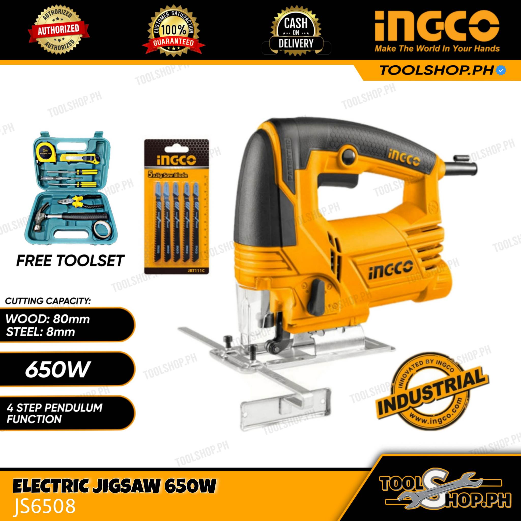 INGCO Jigsaw w/1pad Blade 650W JS6508 With FREE TOOLSET | Lazada PH