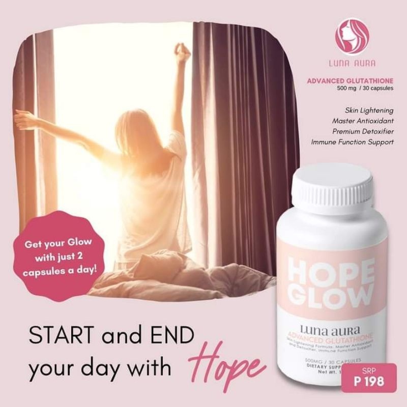 ON HAND Luna Aura Hope Glow Advanced Gluta.thione 30 Capsules | Lazada PH