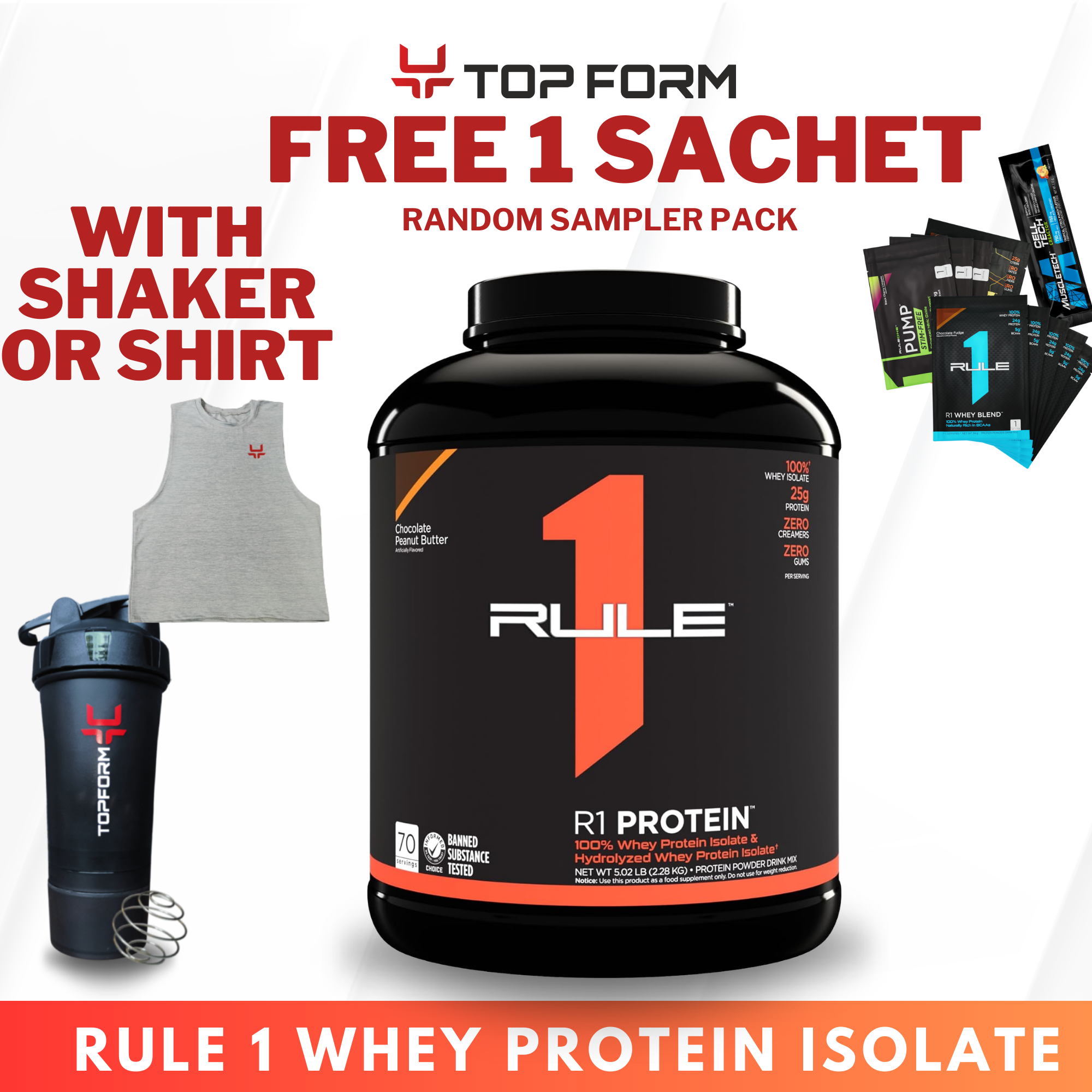 Rule 1 Whey Protein Isolate, R1 Whey Protein Powder Isolate, 5lbs | Lazada