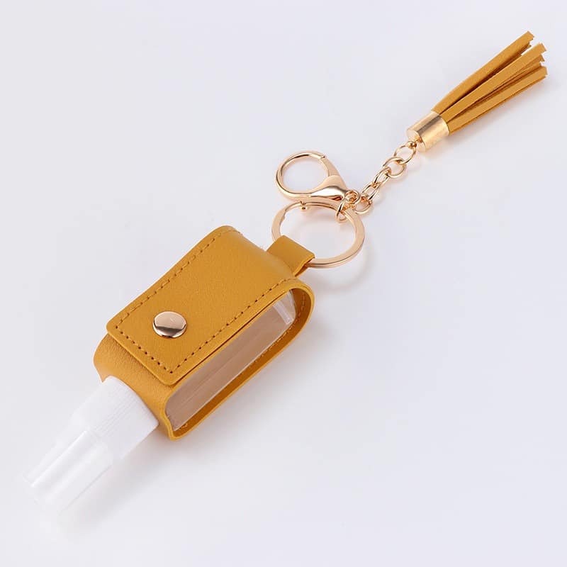 Portable Hand Sanitizer Holder Leather Key chain Alcohol Spray Bottle ...