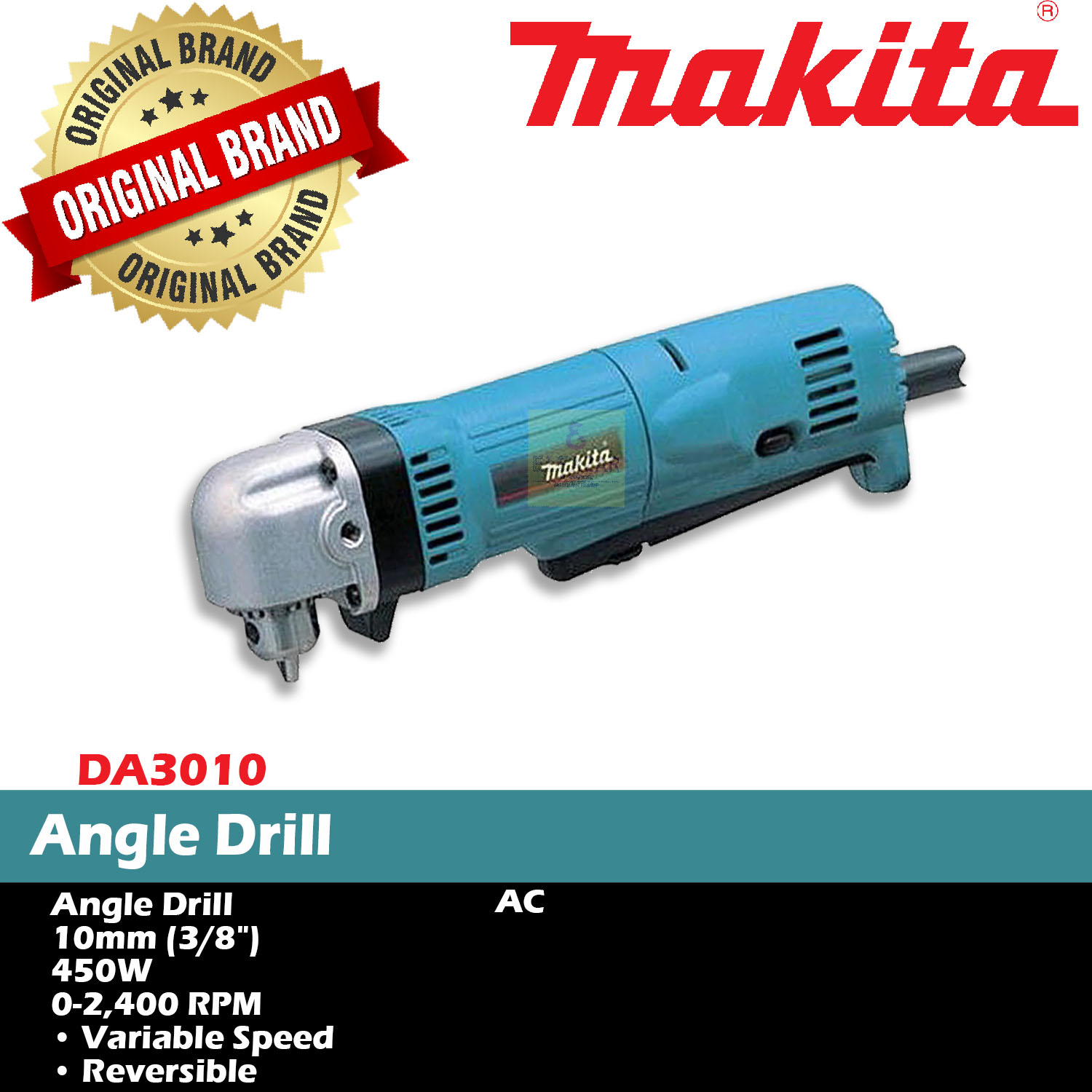Makita - Angle Drill 450w 10mm (3/8") [DA3010] | Lazada PH