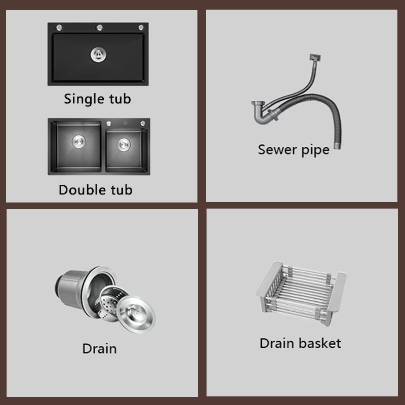 Genuine Kitchen Sink Stainless Steel Black Sink 3mm Thick Nano ...