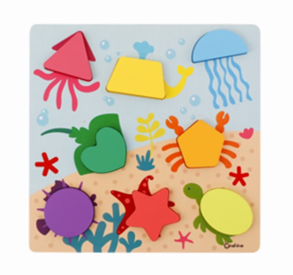 wooden Shape sorter geometric aquatic puzzle peg board | Lazada PH