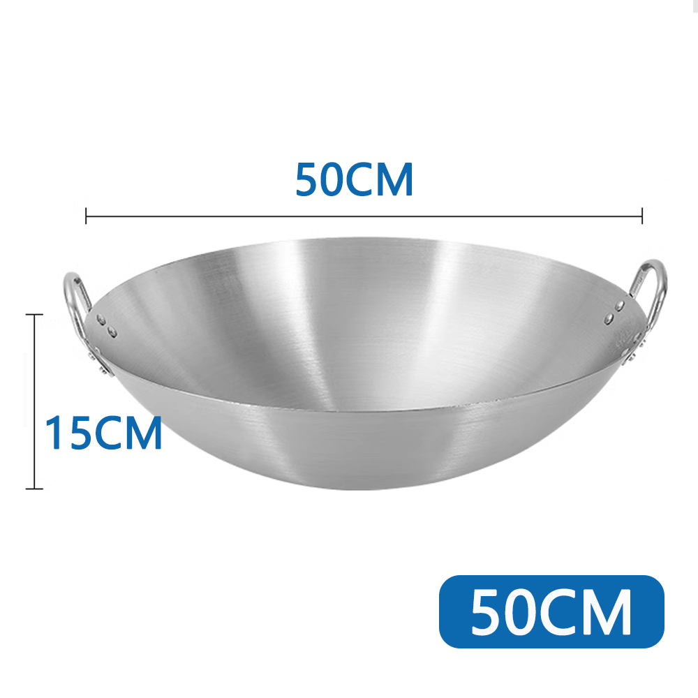 Nipiin 30-50CM Stainless Steel Non-stick Frying Pan Double Ear Handle ...