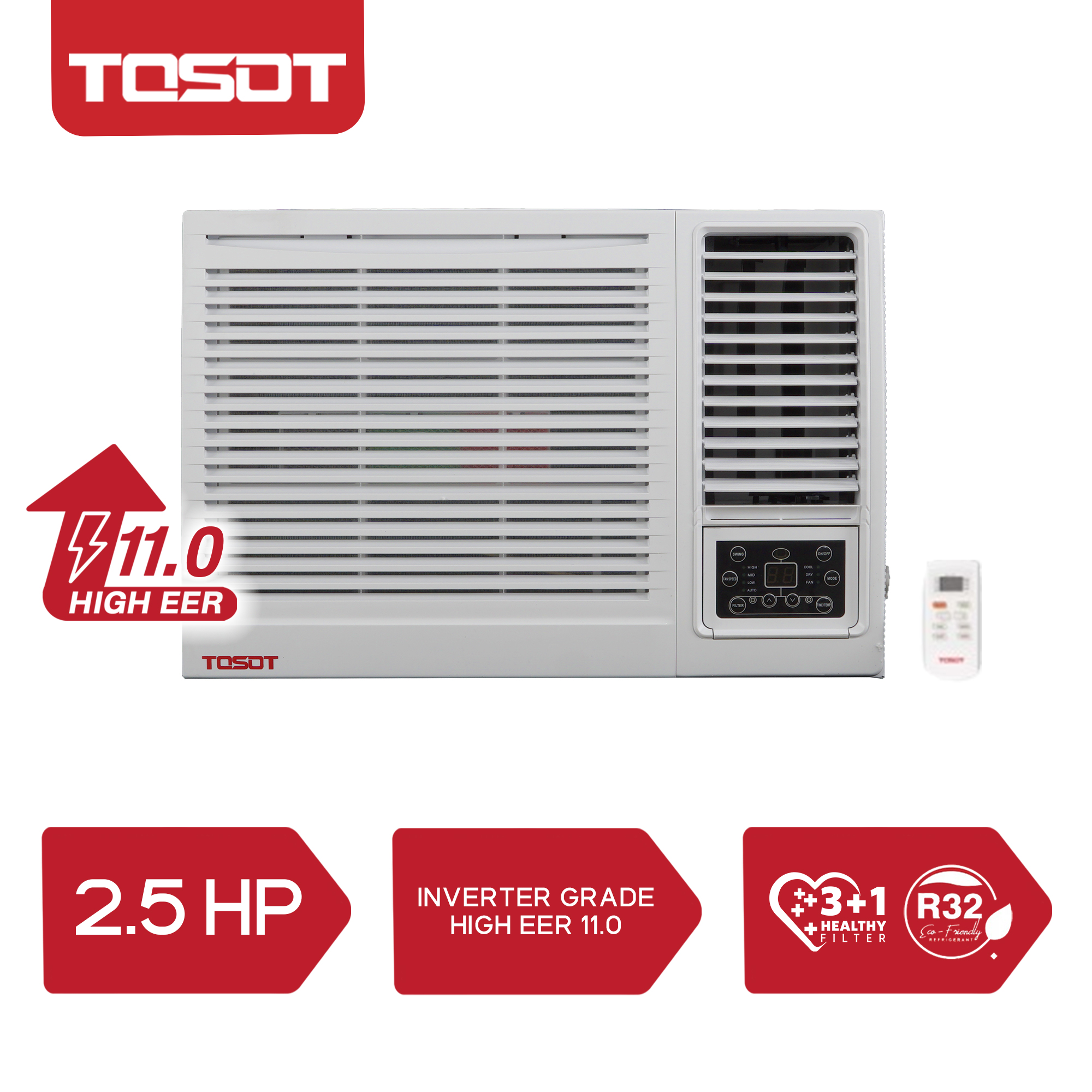 TOSOT AEROCOOL Non-Inverter 2.5 HP Window Type Air Conditioner with ...