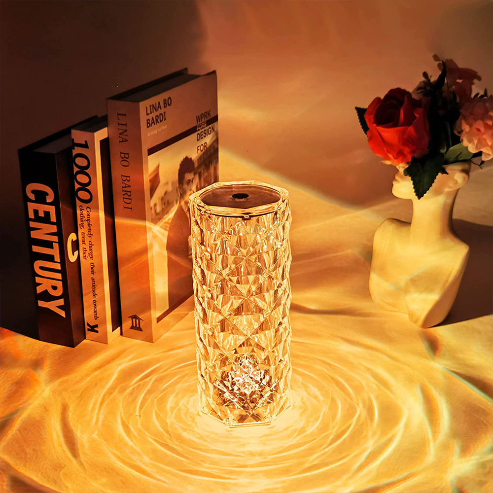 Led Crystal Bedside Table Lamp, Night Light, Rose Rays Diamond Lamp ...