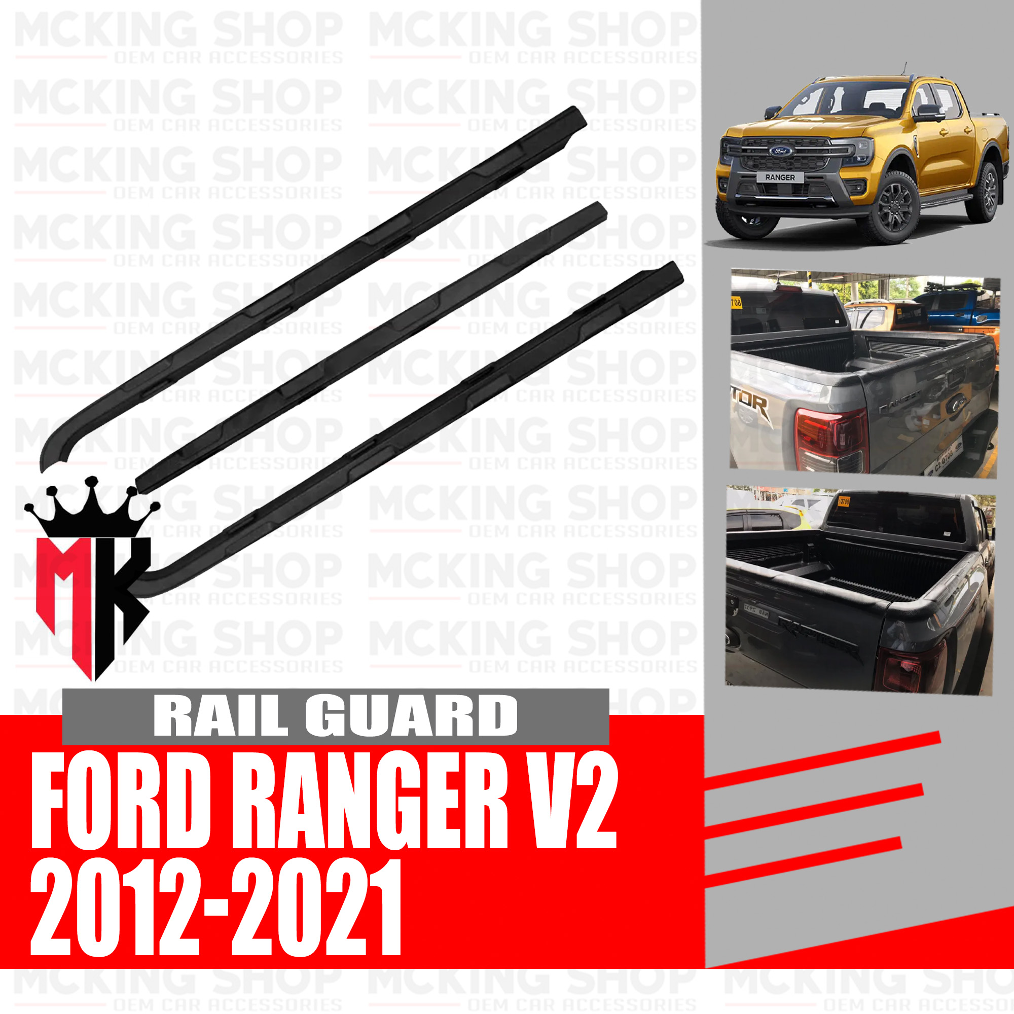 Ford Ranger Raptor 2012-2015 Version 2 3pcs Set Bed Rail Cap / Bed Rail ...