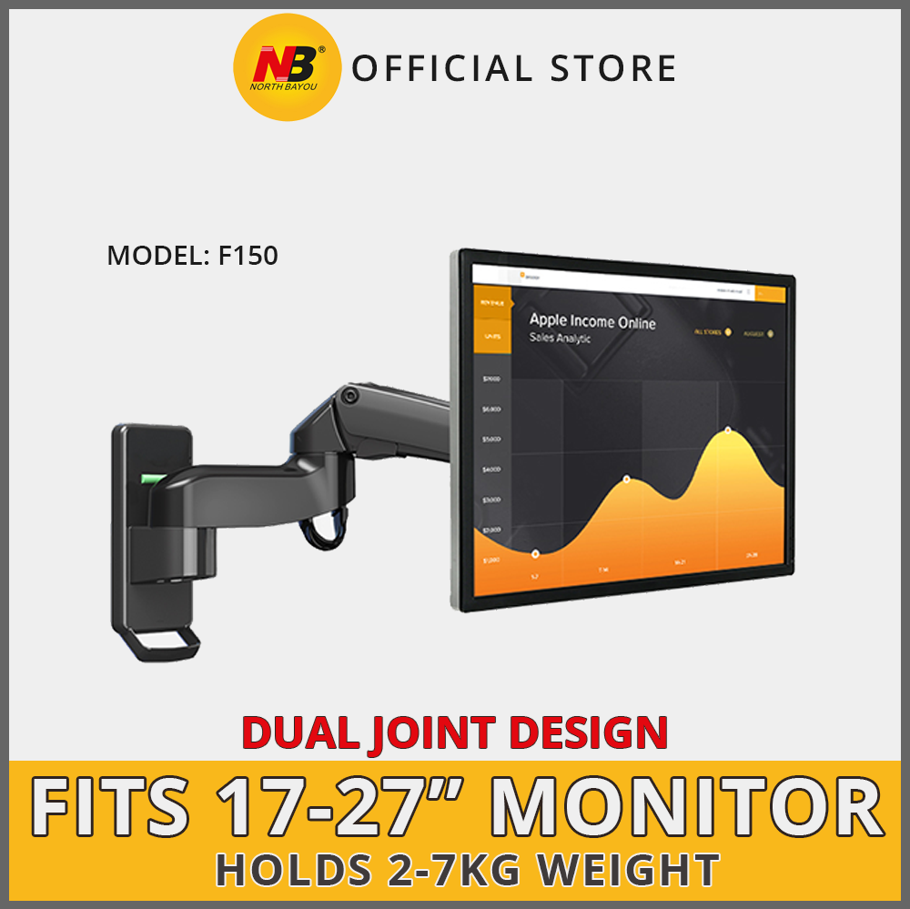 NB North Bayou Computer Monitor Wall Mount Gas Strut Dual Joint F150 27 ...