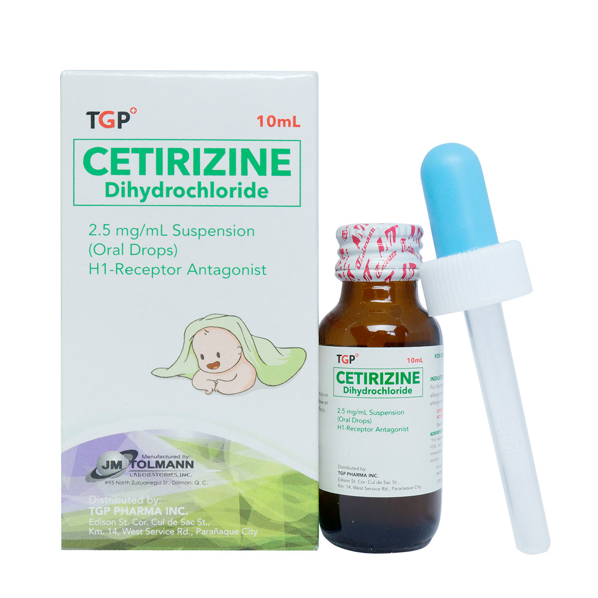 TGP Cetirizine HCL 2.5mg Oral Drops (syrup) 10ml bottle antihistamine ...